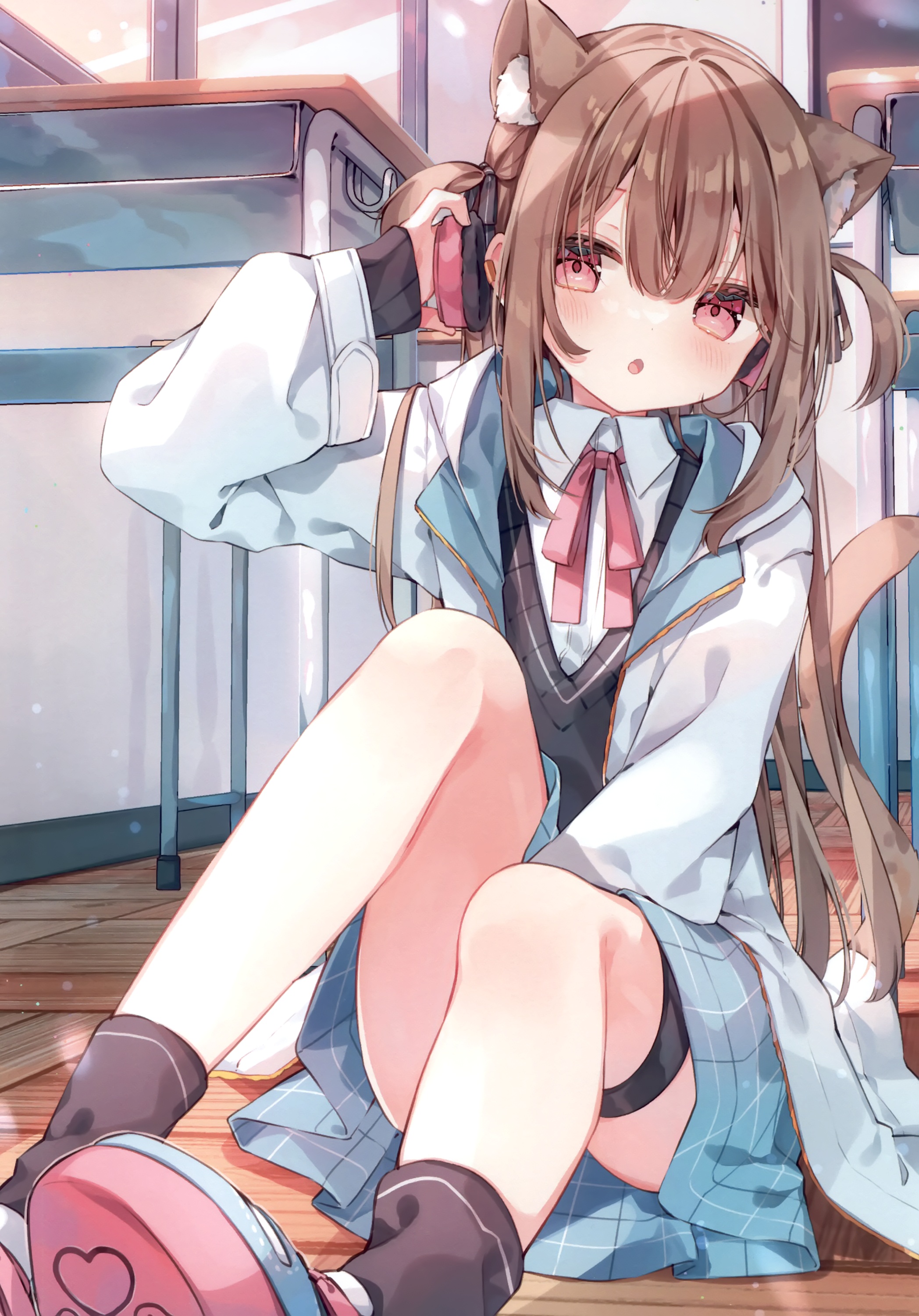 pirori kingdom pirose animal ears garter headphones nekomimi seifuku skirt lift sweater tail ...